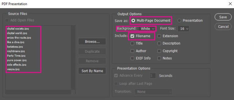 Create a single Multi-page PDF with Adobe Photoshop