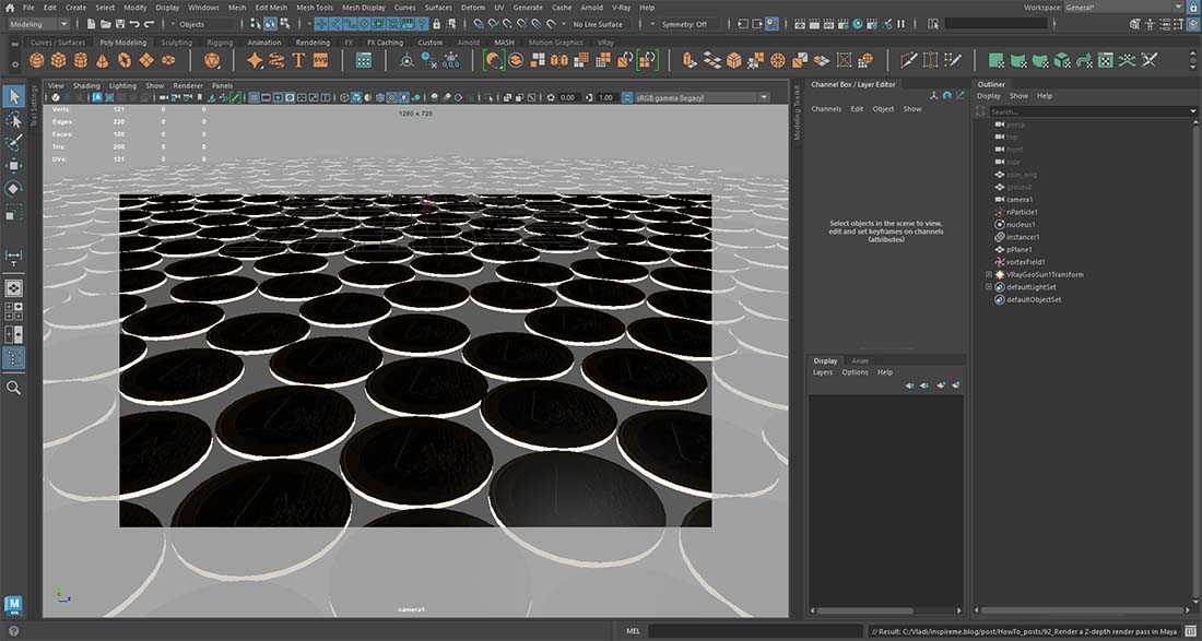 Render a Z-depth render pass in Maya - Vray